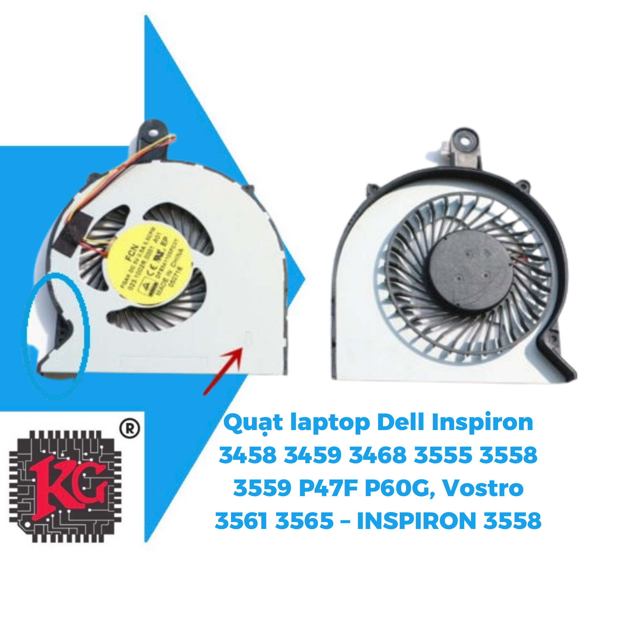 THAY QUẠT LAPTOP DELL INSPIRON 3458 3459 3468 3555 3558 3559 P47F P60G ...