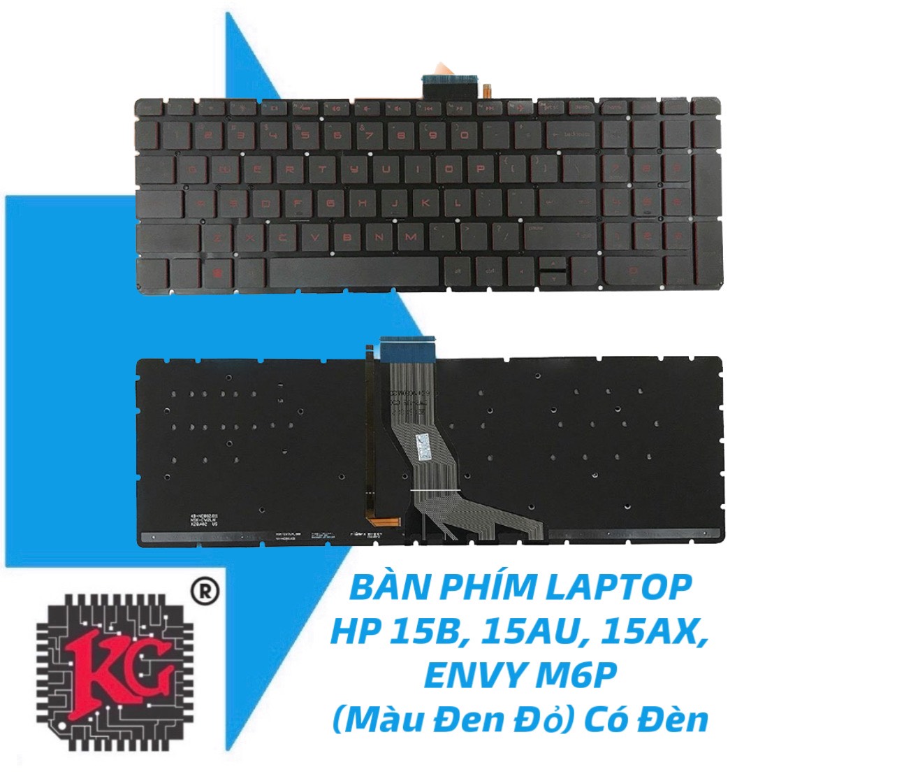 THAY BÀN PHÍM LAPTOP HP 15B, 15AU, 15AX, ENVY M6P (màu đen đỏ) có đèn - Không Gian Care